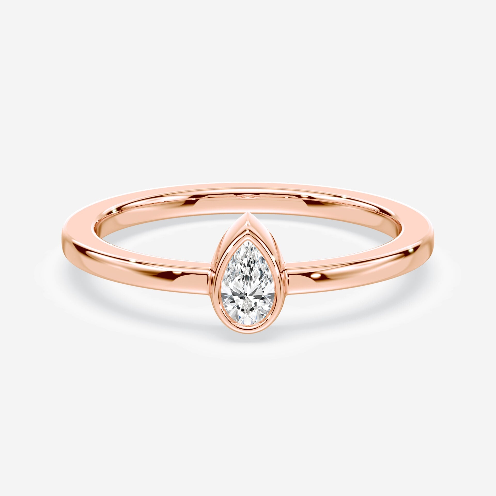 Pear Shaped Mini Bezel Rose Gold Ring – Plum