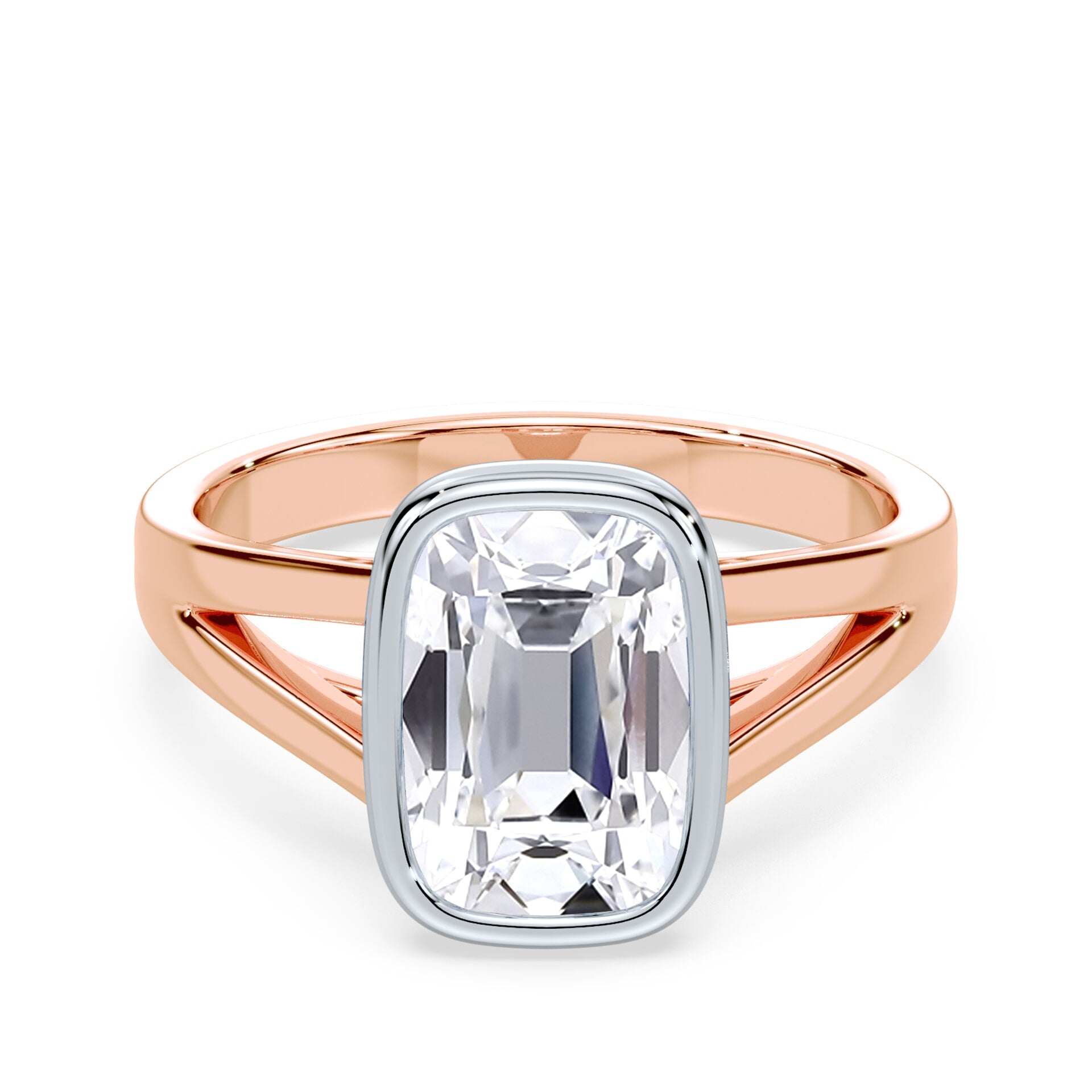 Old Mine Cut Split Cathedral Bezel Ring – Plum