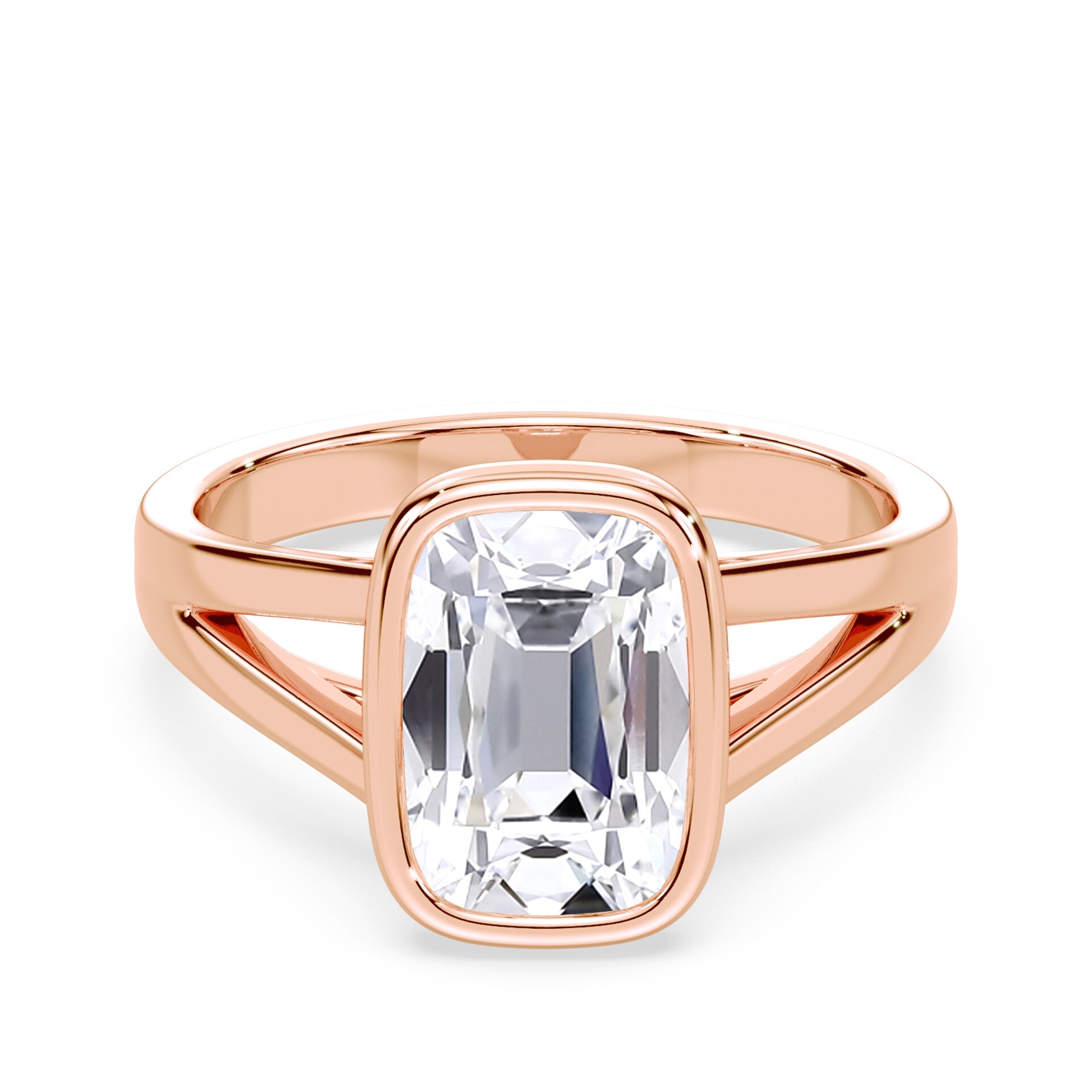 Old Mine Cut Rose Gold Bezel Diamond Ring | Plum Diamonds