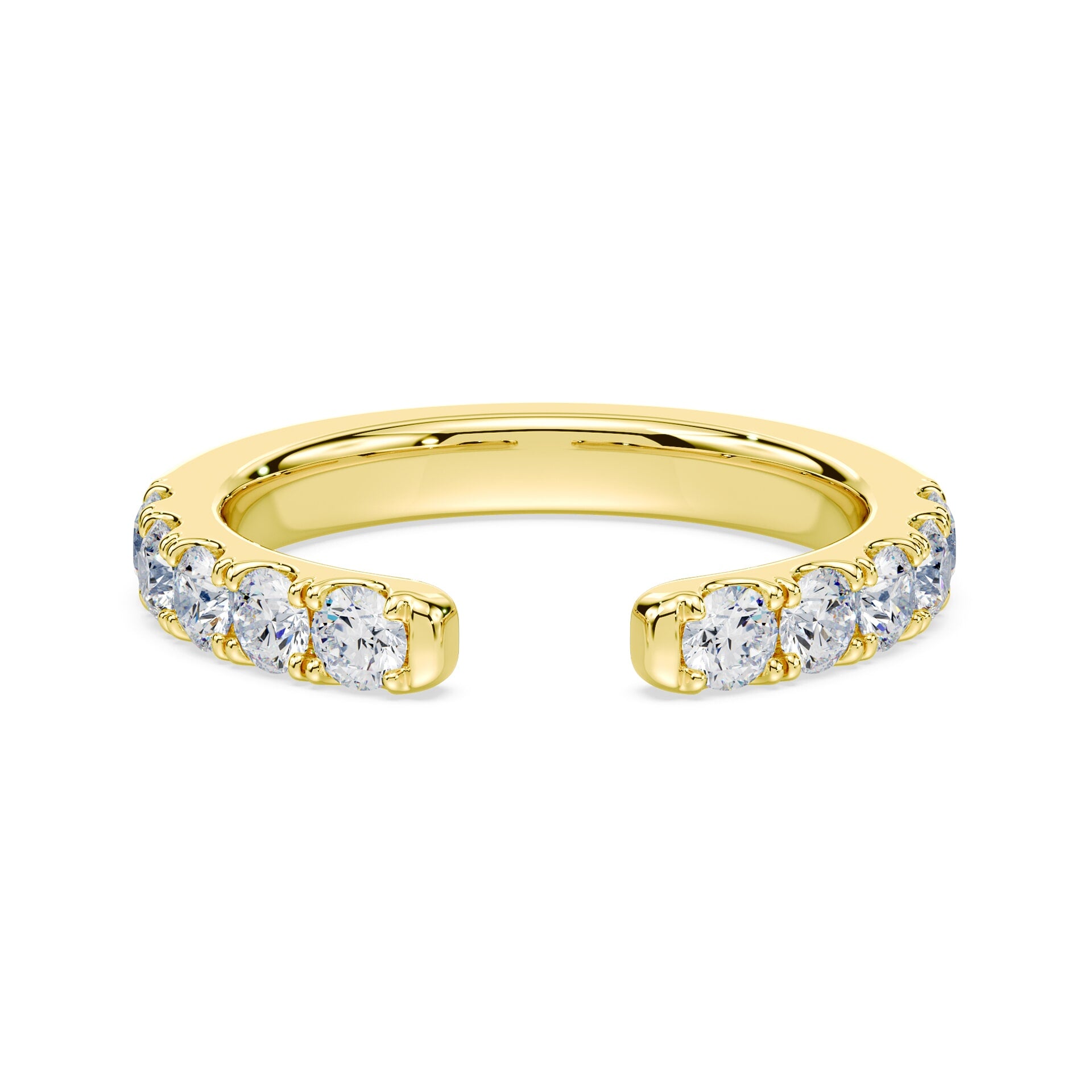 Yellow Gold Wide Lab Diamond Band | Plum Diamonds