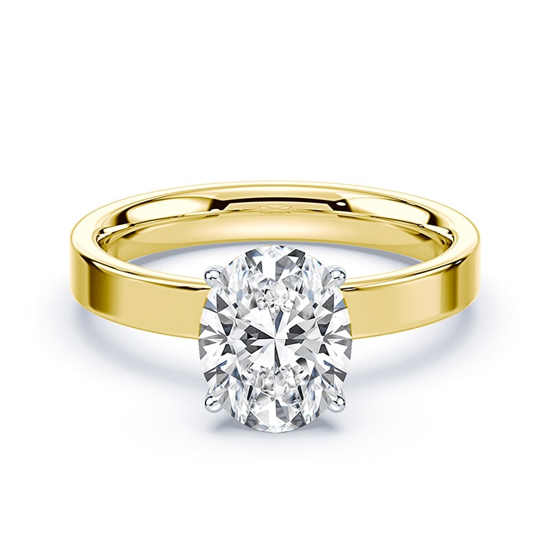 Two Tone Yellow Oval Cut Halo Wide Solitaire | Plum Diamonds