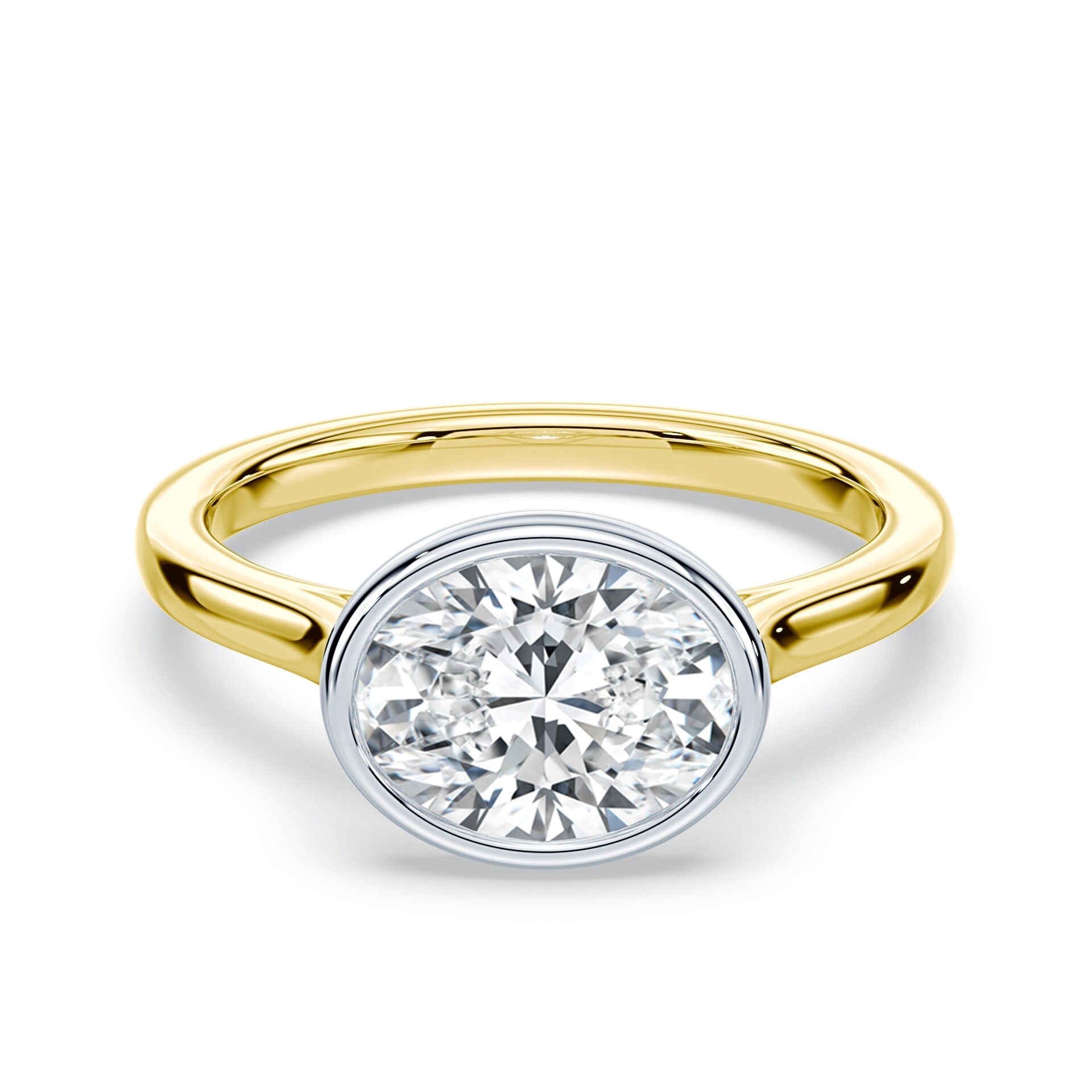 Two Tone Yellow Oval East-West Cathedral Bezel – Plum