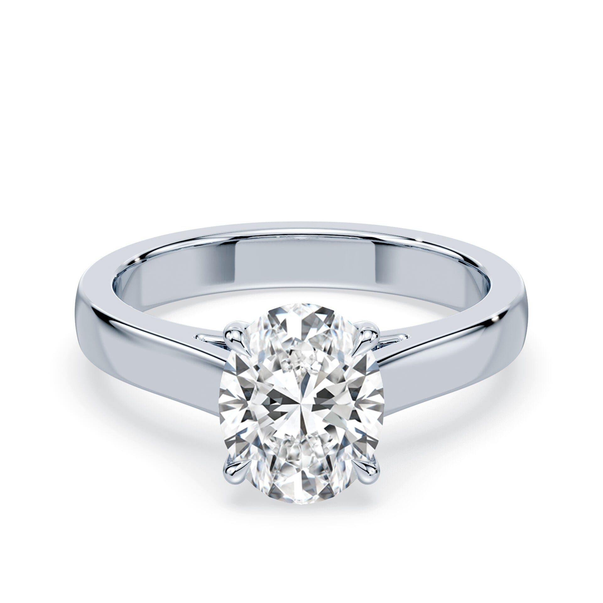 Oval Wide Cathedral Platinum Ring – Plum