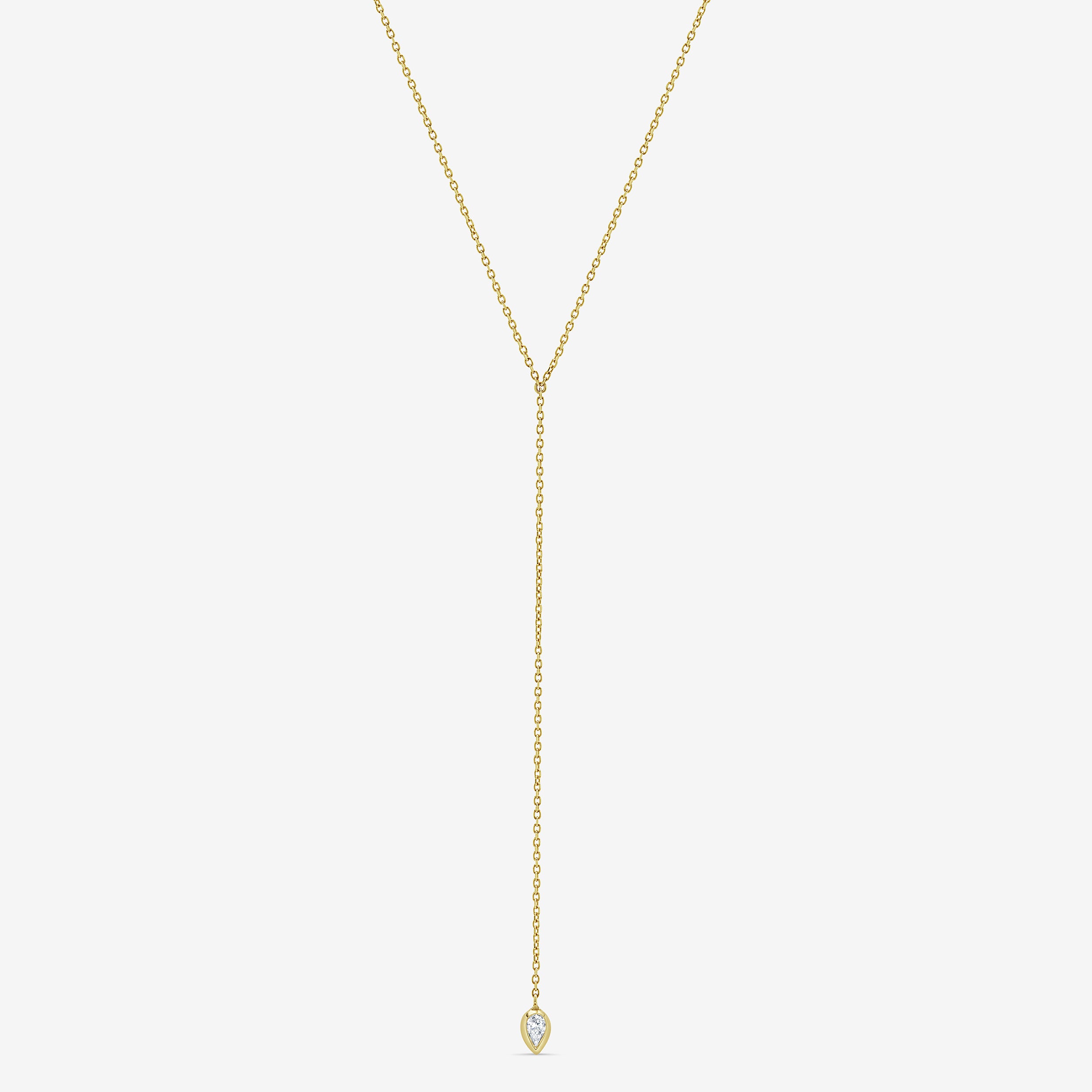 Yellow Gold Pear Dewdrop Lariat Necklace | Plum Diamonds