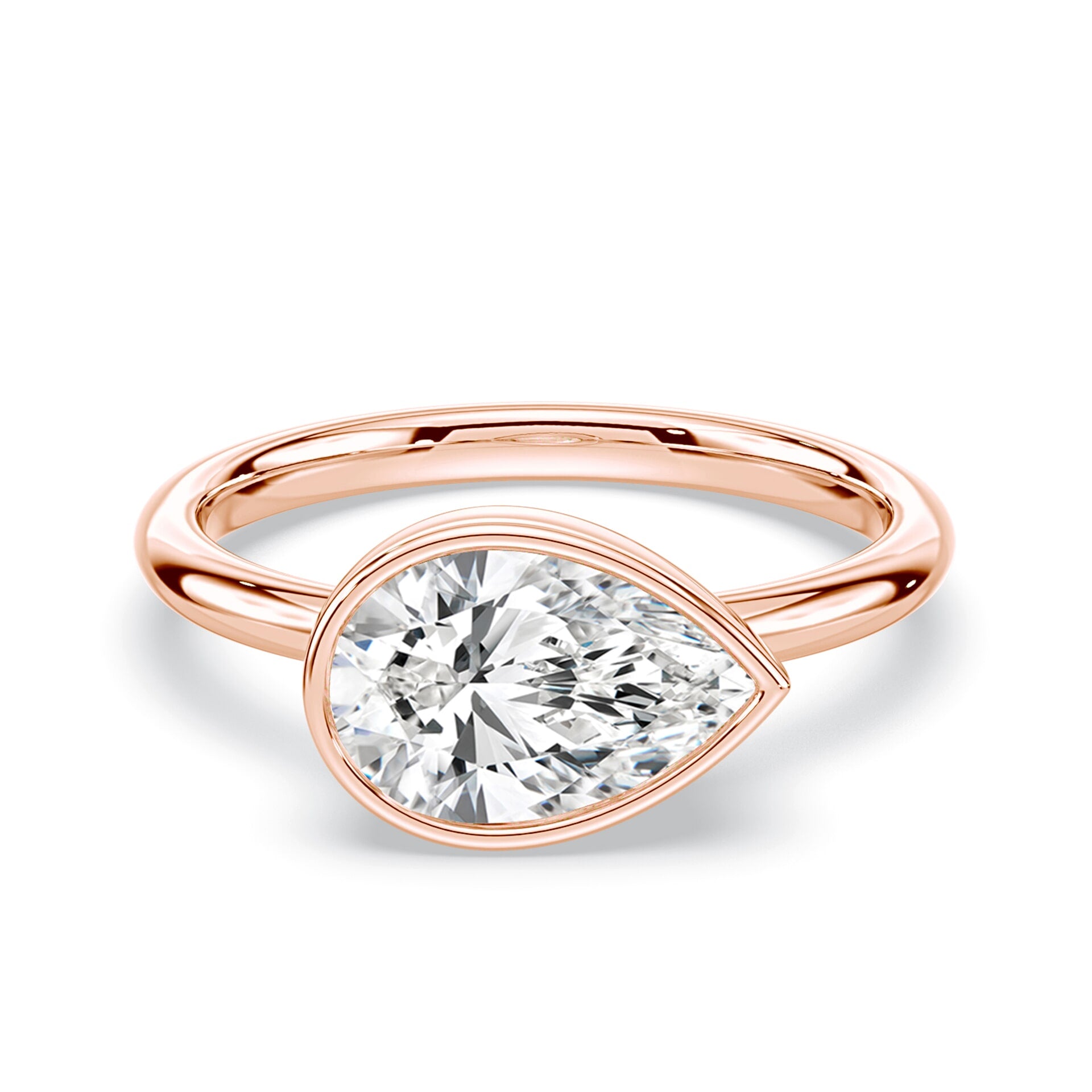 Pear Cut East-West Bezel Ring – Plum