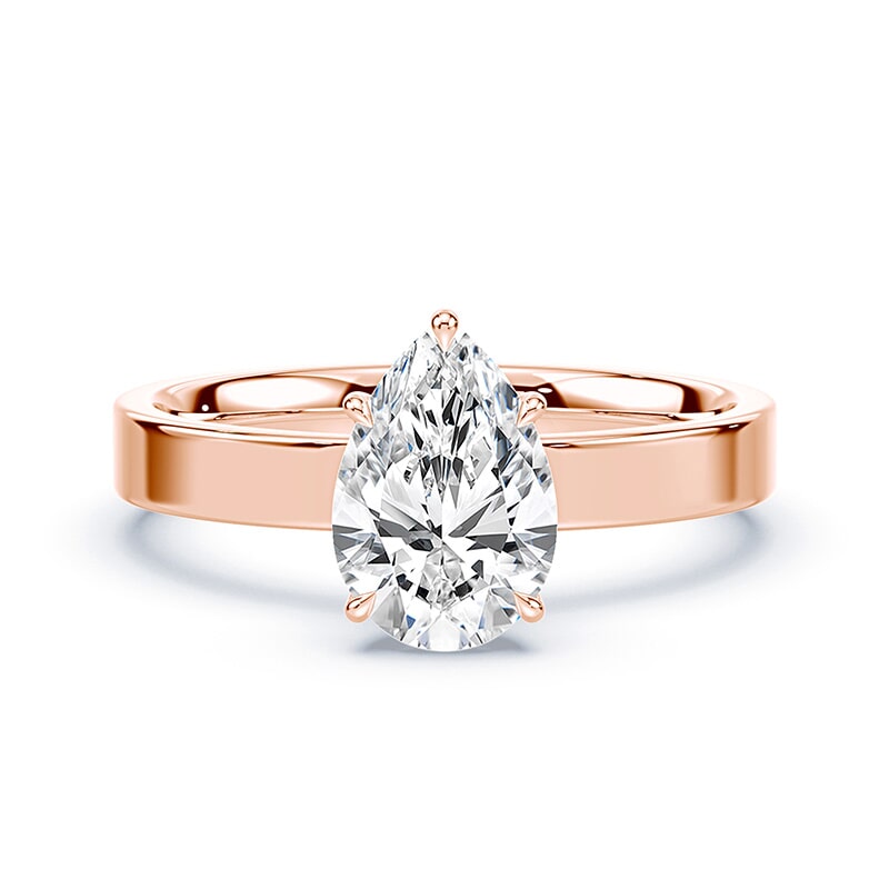 Pear Shaped Engagement Ring Wide Band Rose Gold | Plum