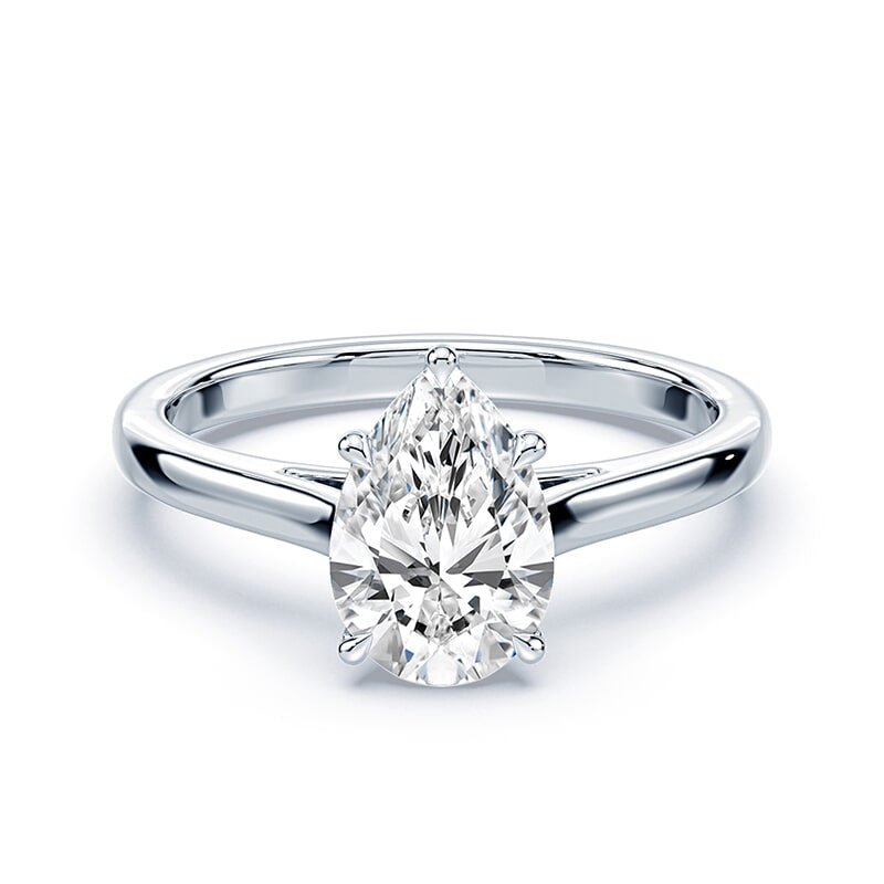 Pear Cut Cathedral Platinum Classic Engagement Ring | Plum Diamonds