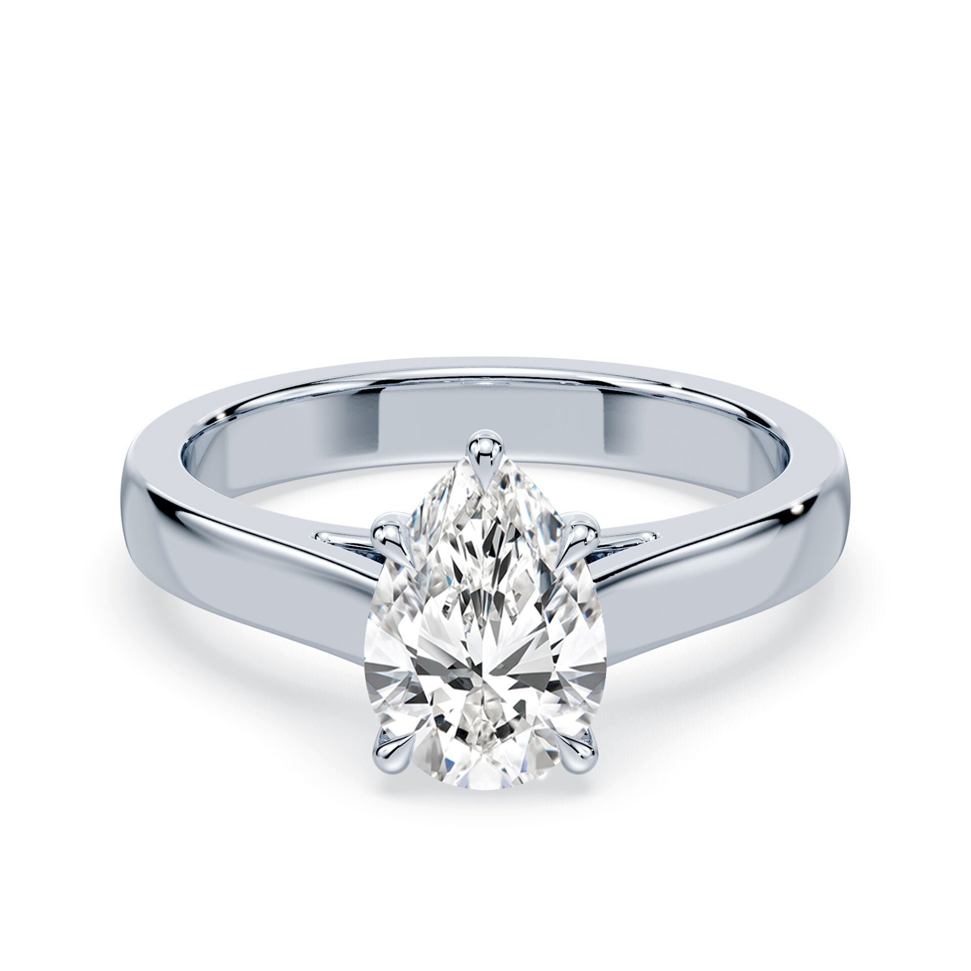 Pear Cut Wide Cathedral Platinum Ring – Plum