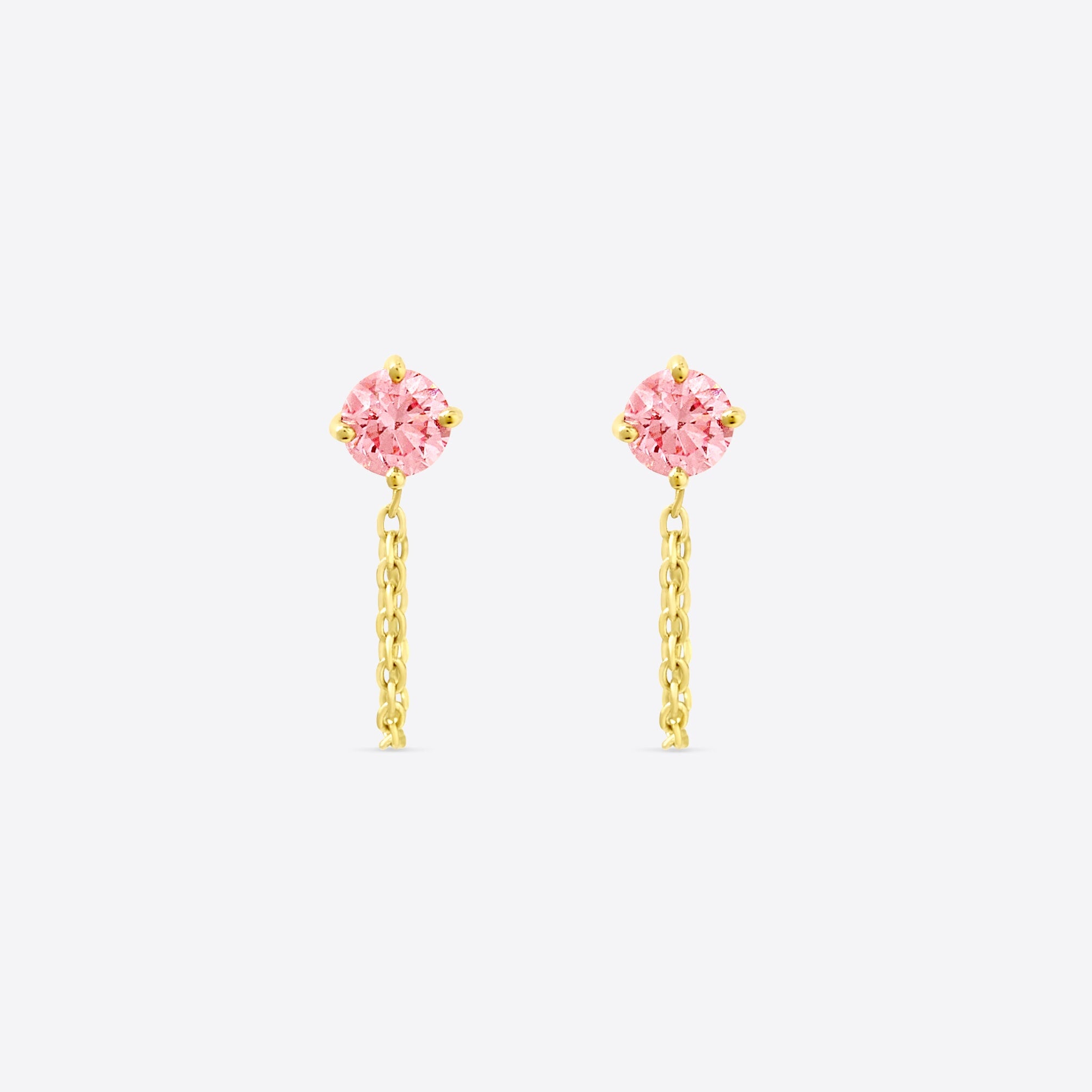 Pink Diamond Chain Studs – Plum