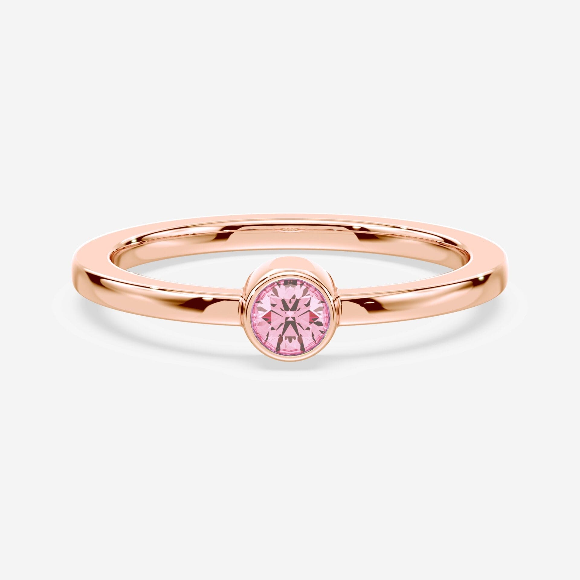 Mini Bezel Lab Diamond Ring Rose Gold – Plum