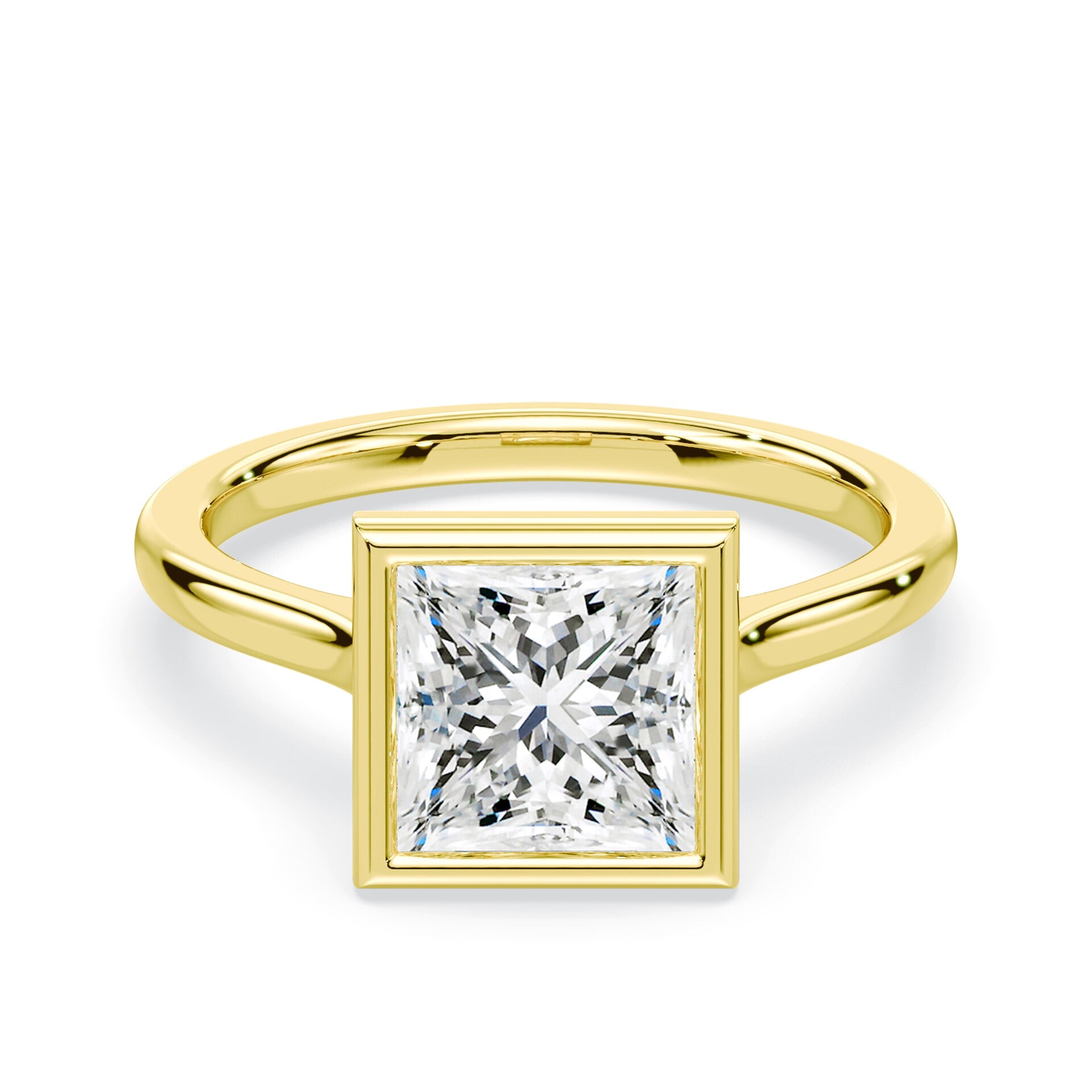Princess Cut Bezel Cathedral Ring – Plum