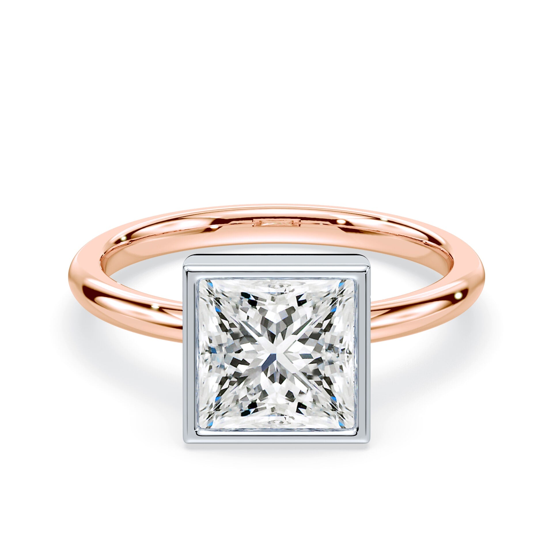 Princess Cut Low Bezel Ring – Plum