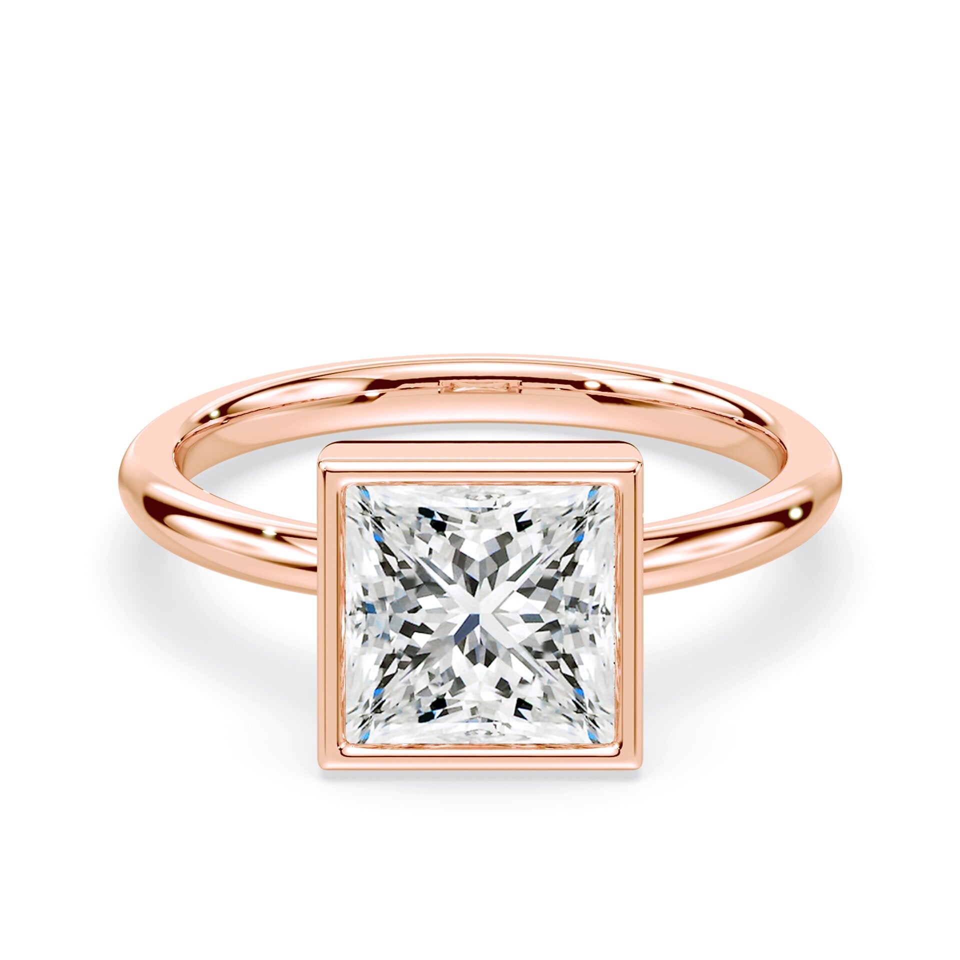 Princess Cut Low Bezel Ring – Plum