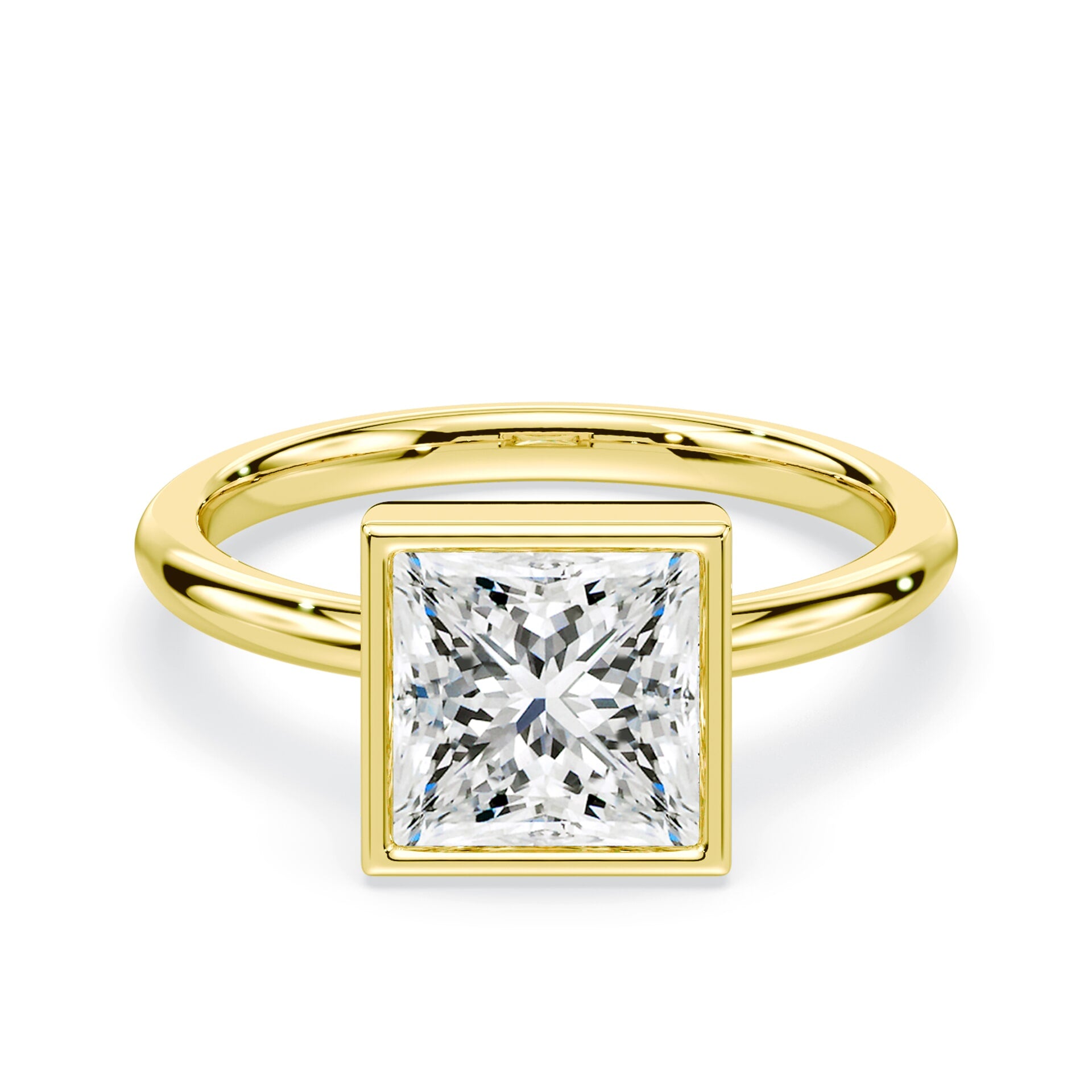 Princess Cut Low Bezel Ring – Plum