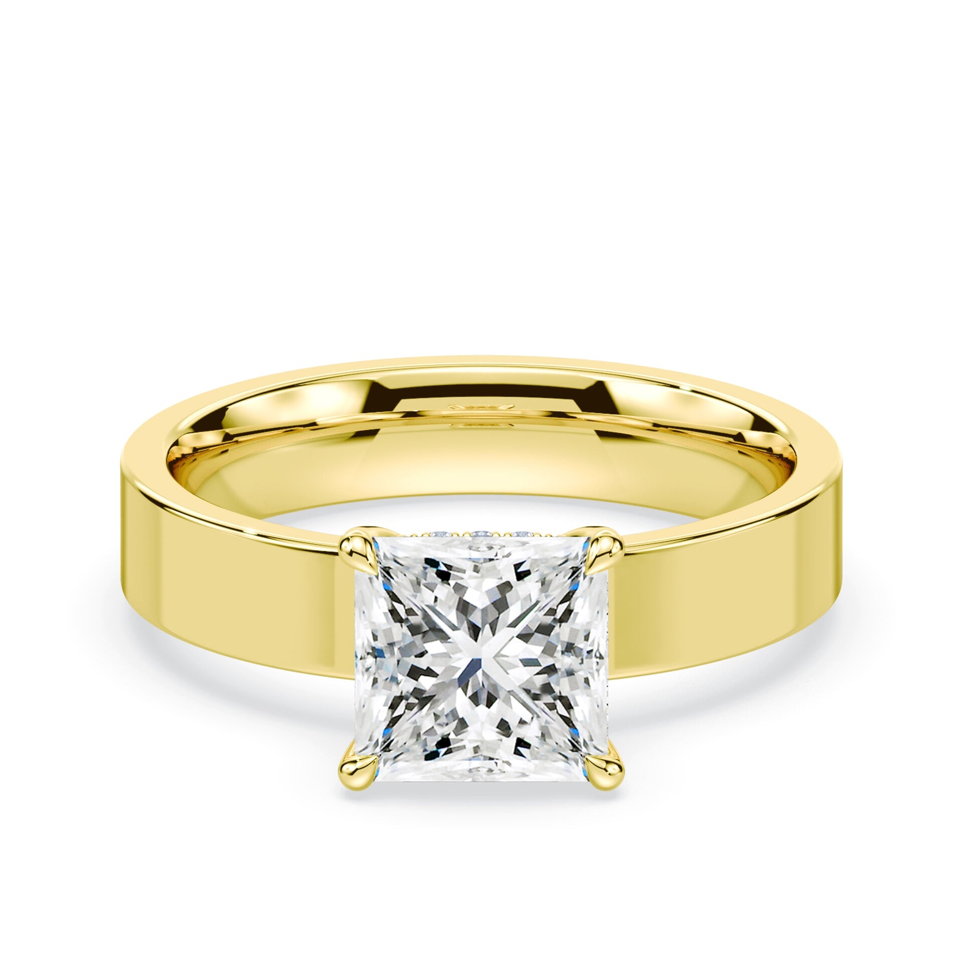 Princess Cut Low Hidden Halo Wide Ring – Plum