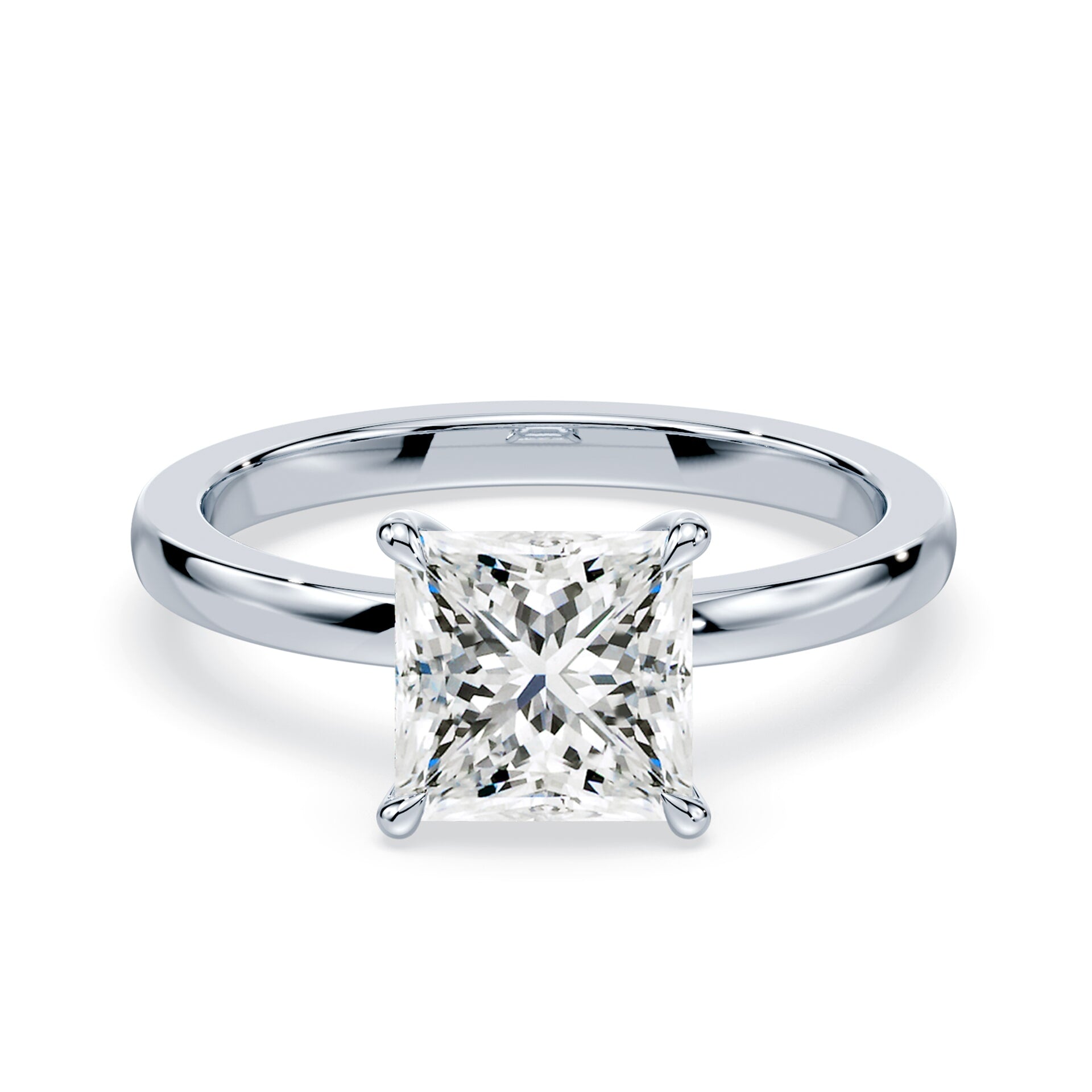 Low Profile Platinum Princess Cut Diamond Ring | Plum Diamonds