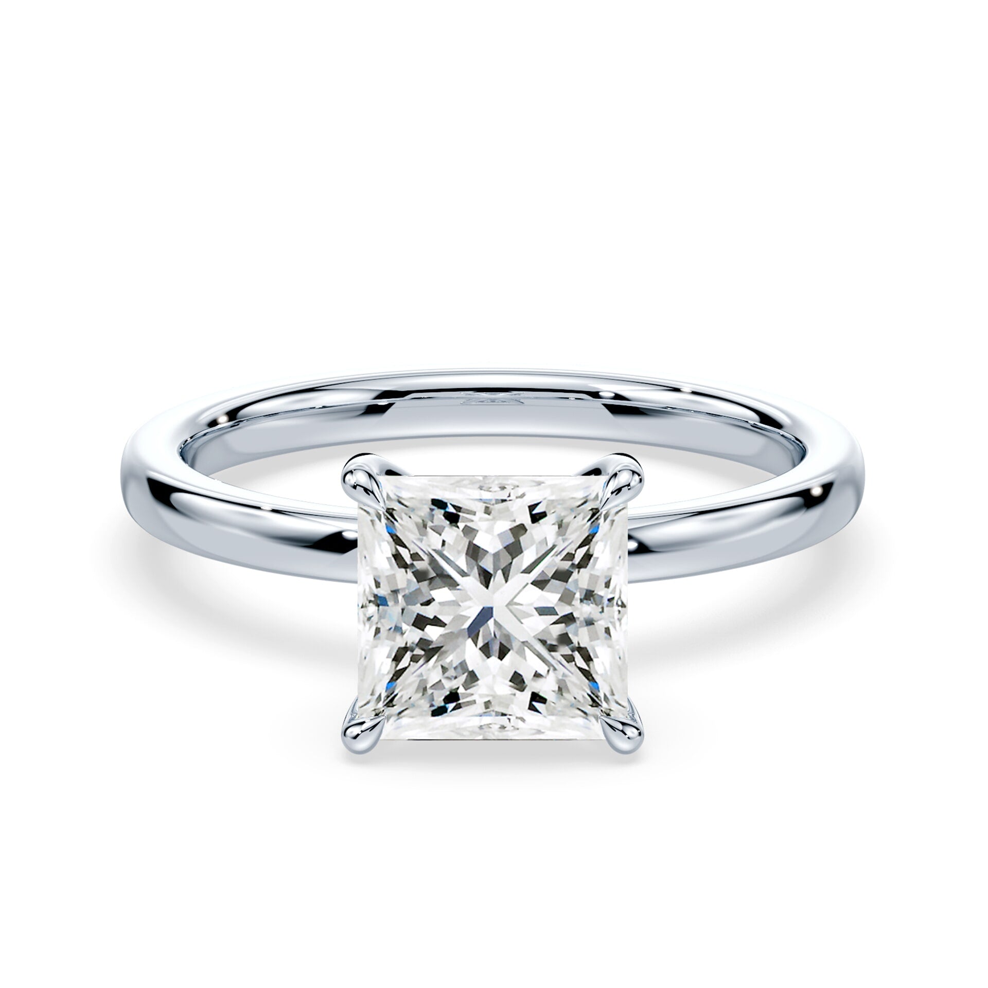 Princess Hidden Halo Engagement Ring – Plum