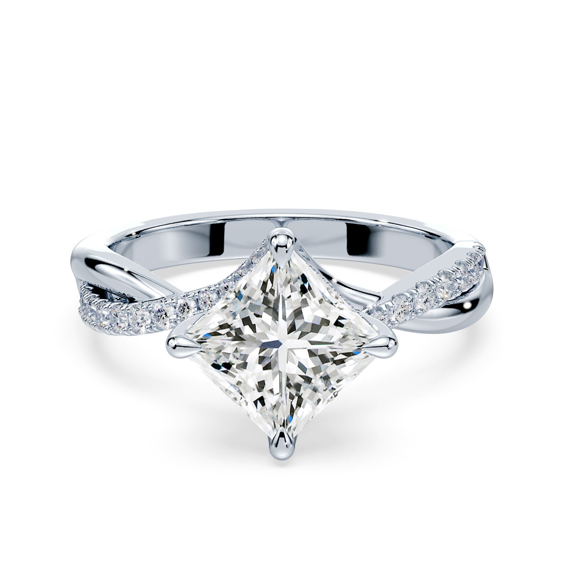 Princess Cut Pave Twist Ring – Plum