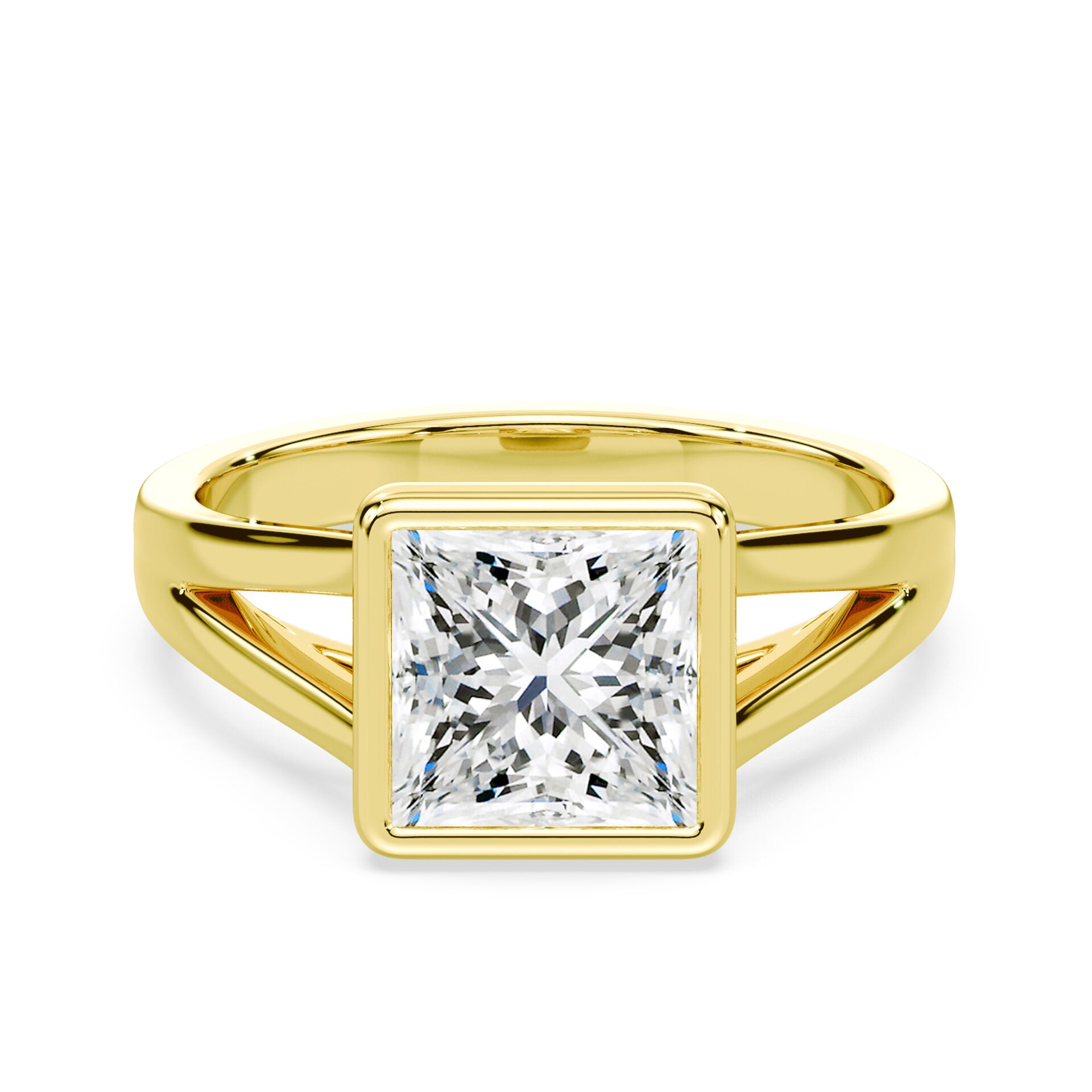 Princess Cut Split Cathedral Bezel Ring – Plum