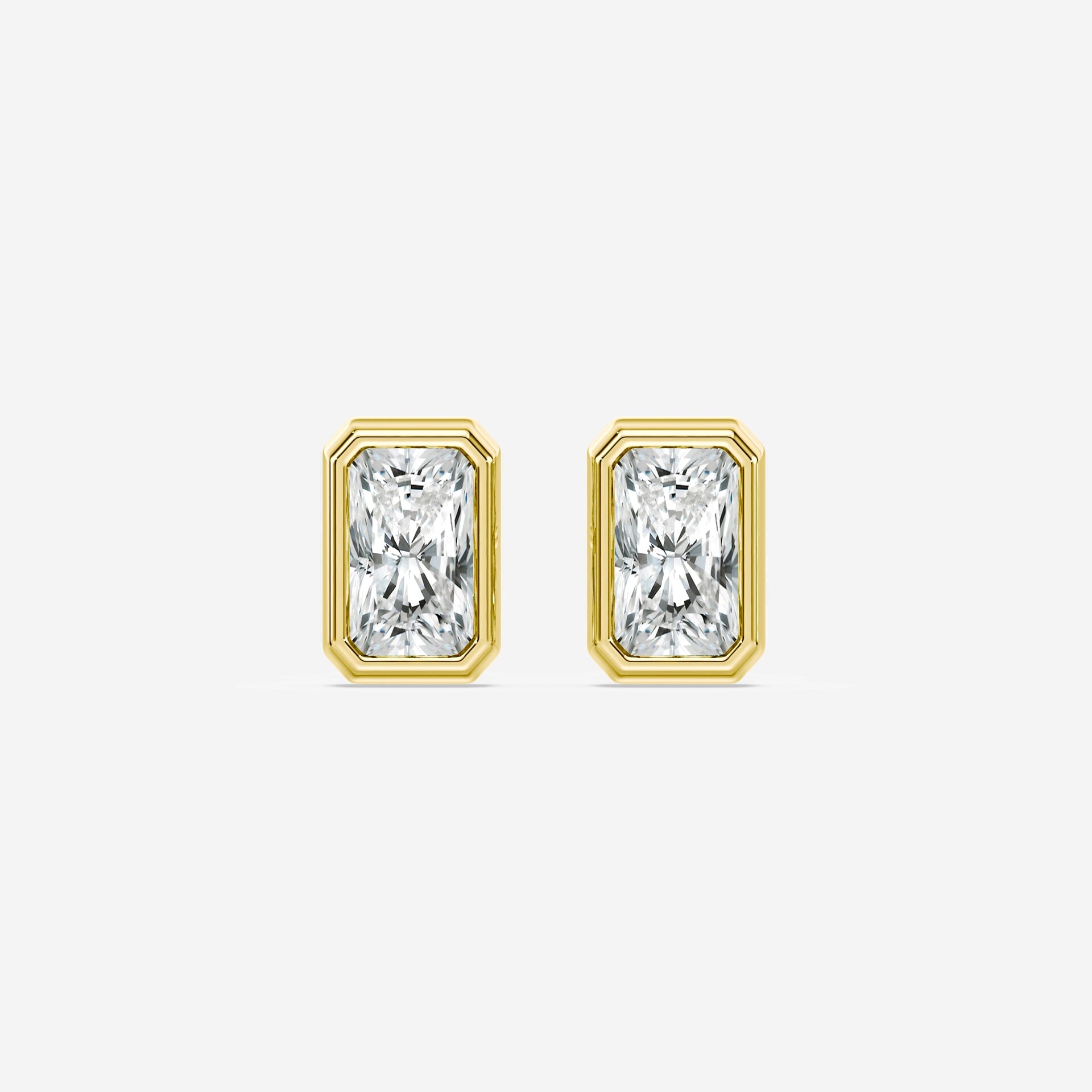 Yellow Gold Radiant Dewdrop Stud Earrings | Plum Diamonds