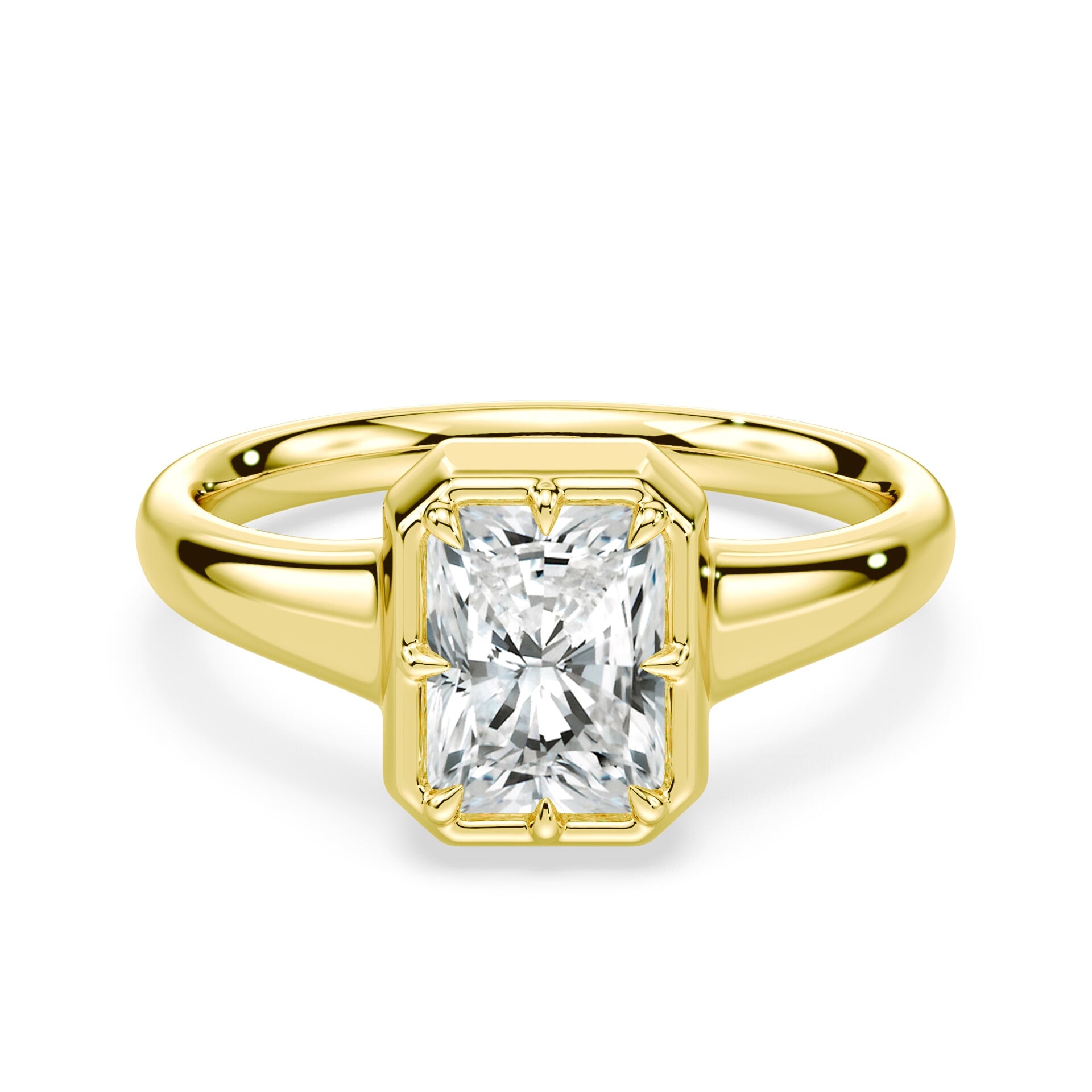 Radiant Cut Button Back Ring – Plum