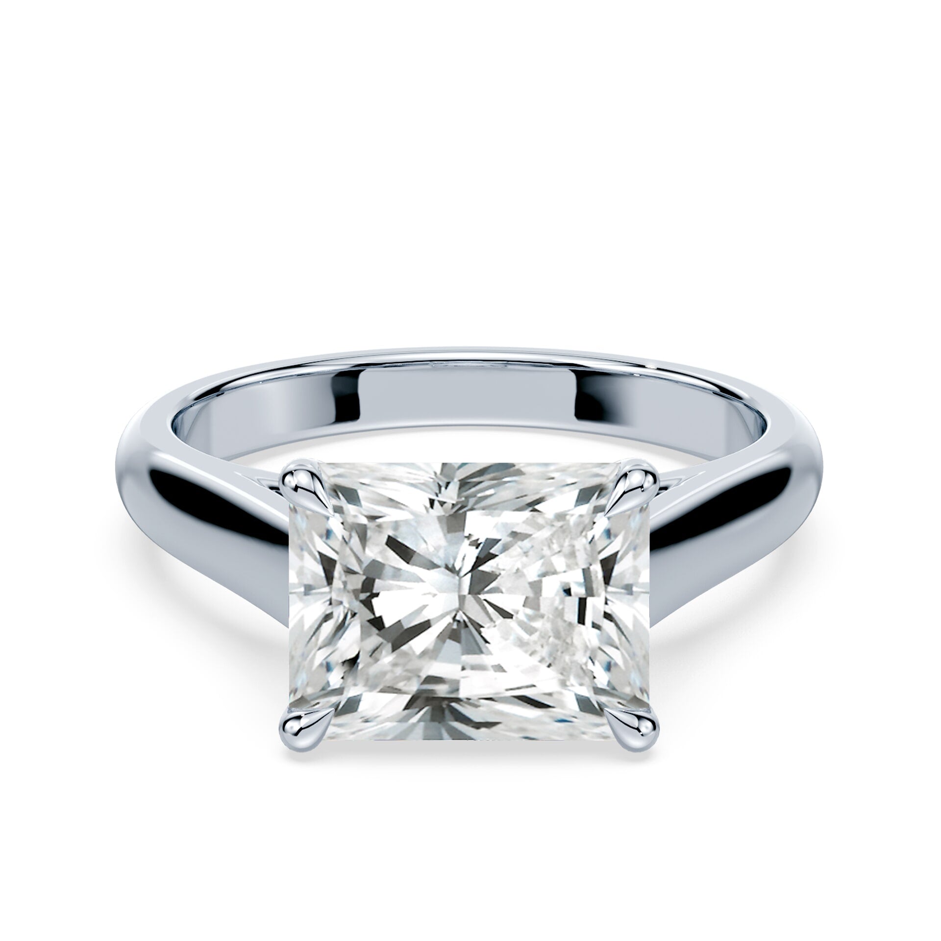 East-West Radiant Cut Cathedral Ring – Plum