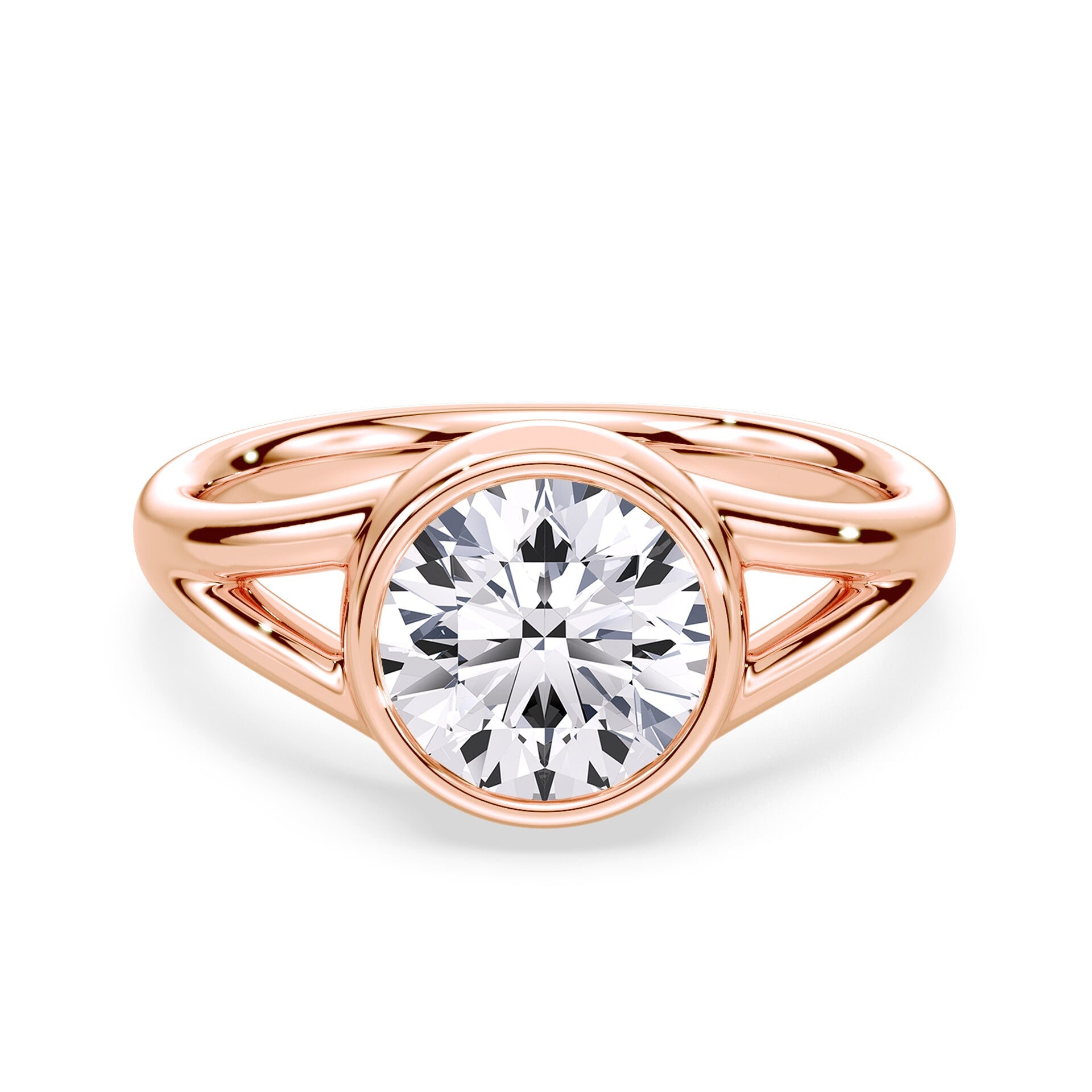 Split Shank Bezel Diamond Ring – Plum