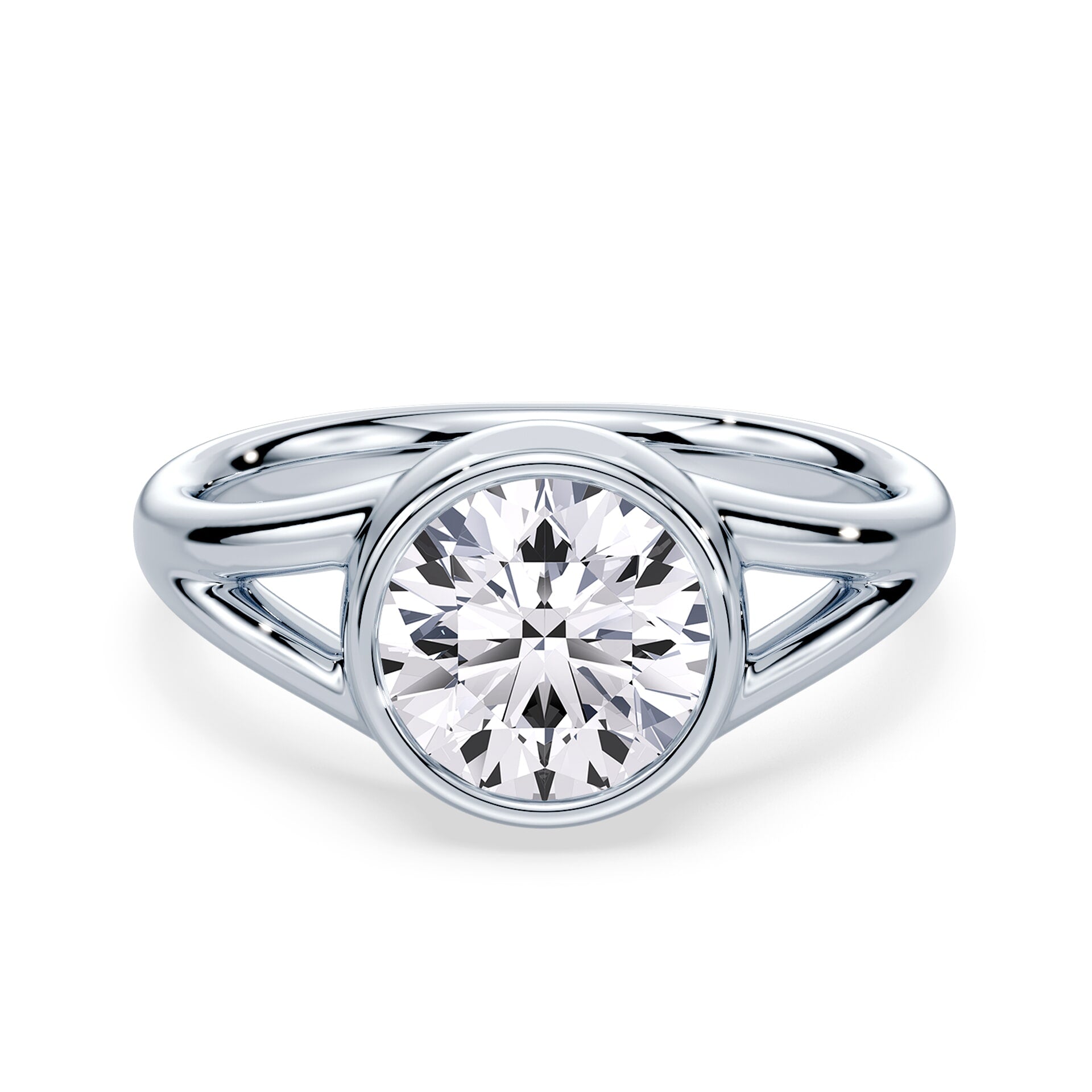 Split Shank Bezel Diamond Ring – Plum