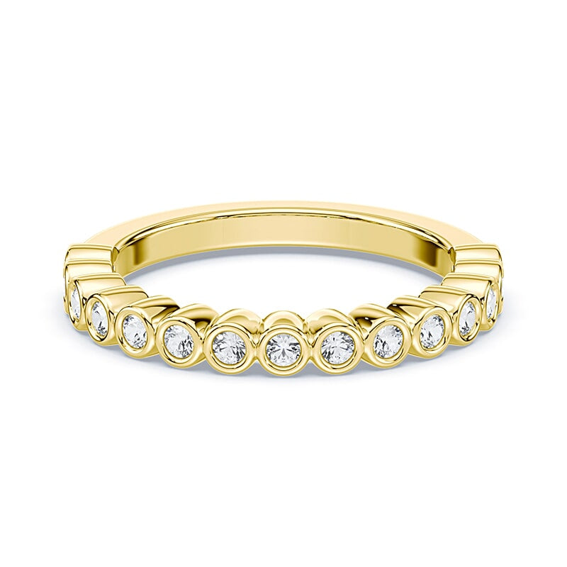Slim Lab Diamond Bezel Yellow Gold Band – Plum