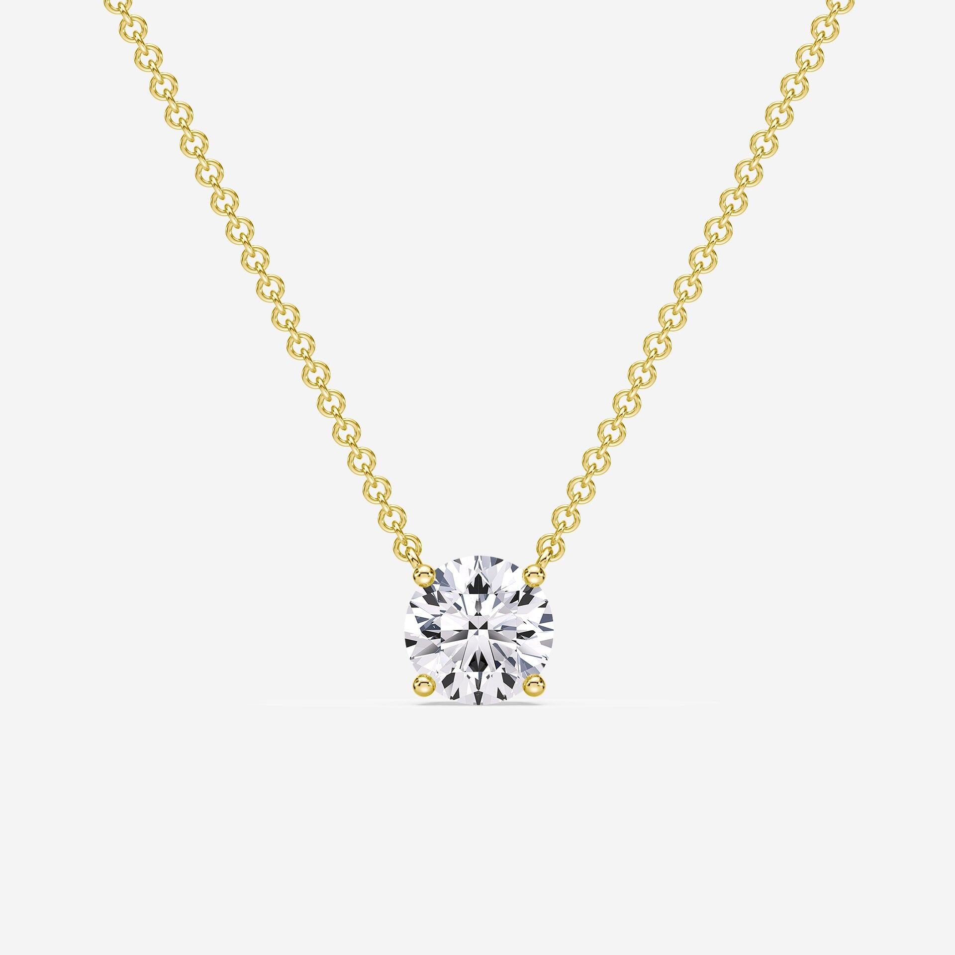 Lab Diamond Round Solitaire Pendant Yellow Gold – Plum