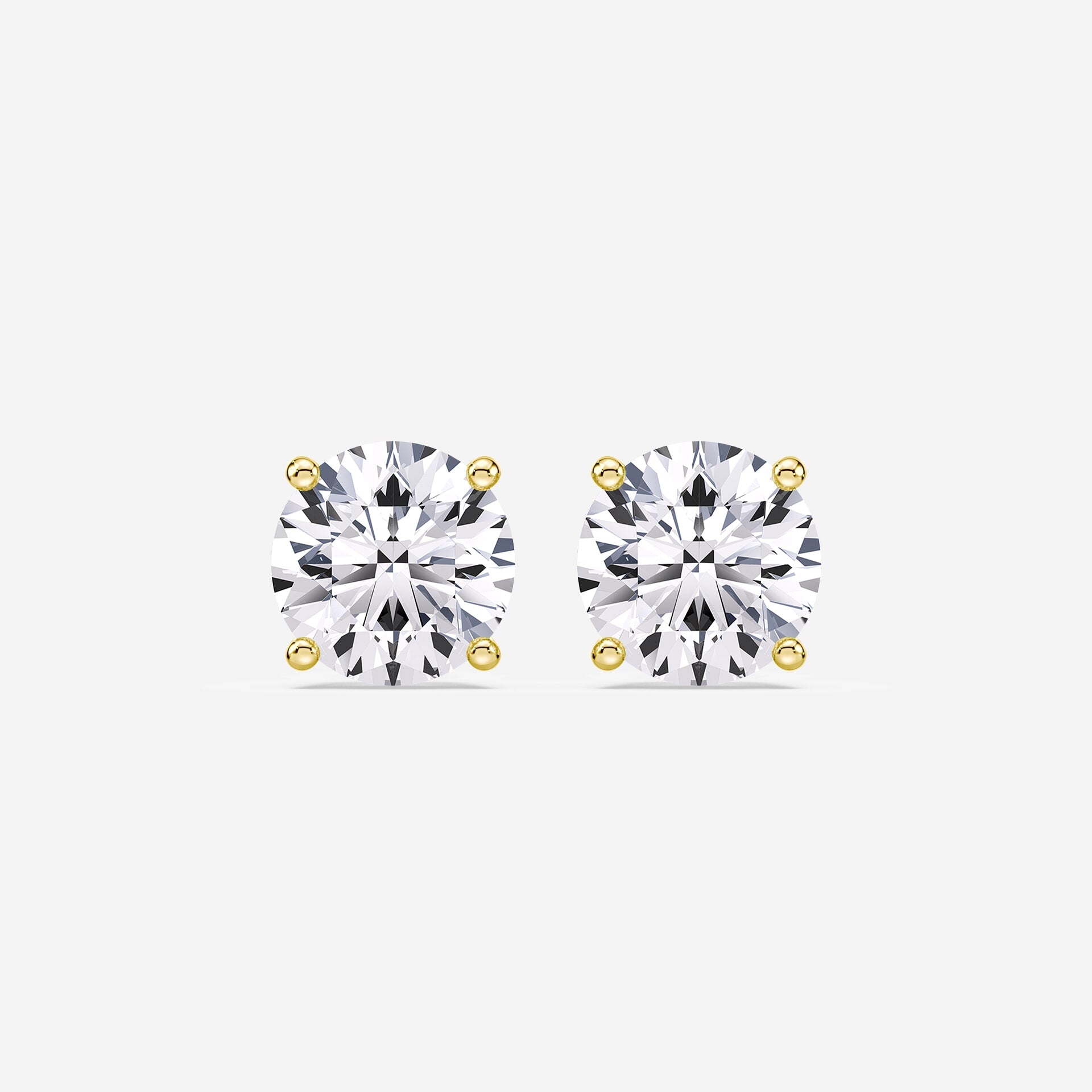 Round Lab Grown Diamond Studs 2.5ctw Earrings Yellow Gold – Plum