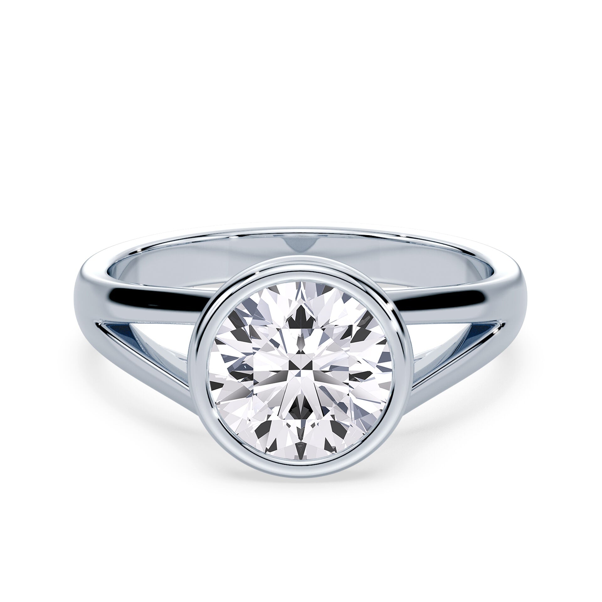 Split Shank Cathedral Bezel Ring – Plum