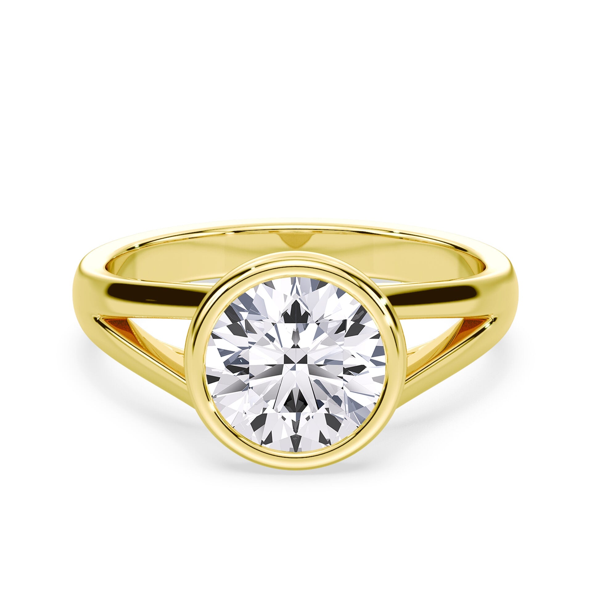Split Shank Cathedral Bezel Ring – Plum