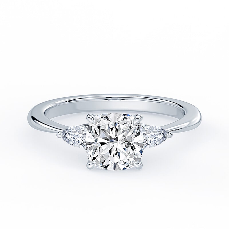 Three Stone Cushion Cut Ring – Plum