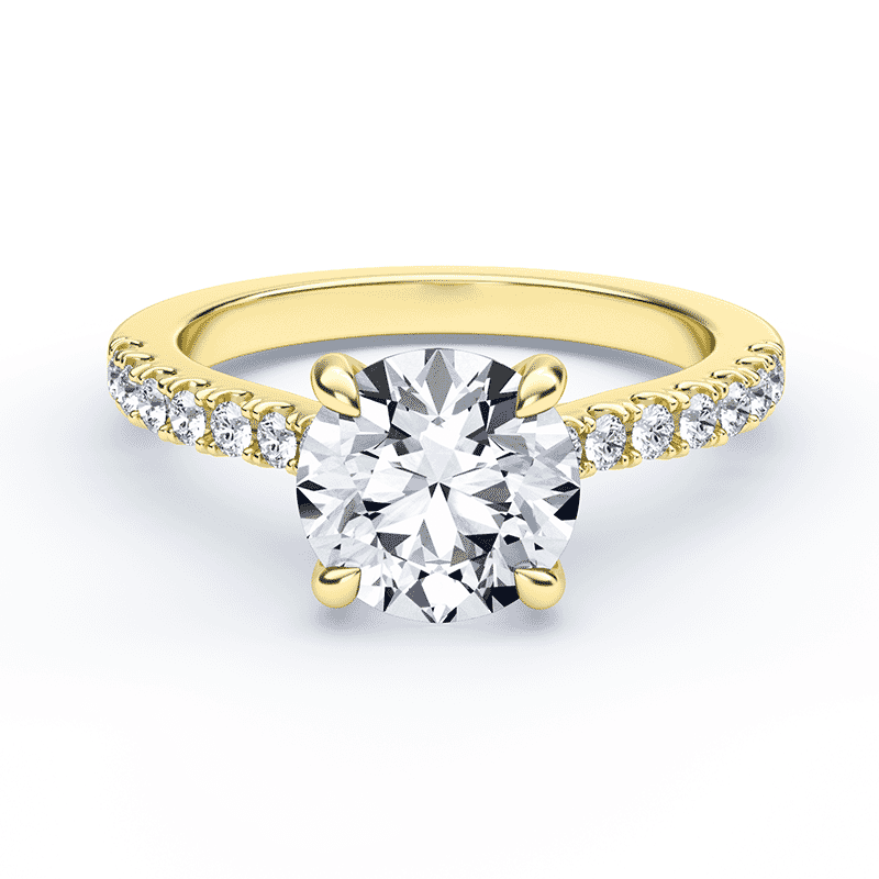 Round Cathedral Band Yellow Gold Diamond Ring | Plum