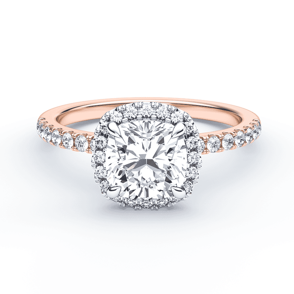 Cushion Cut Simple Halo Pave Ring