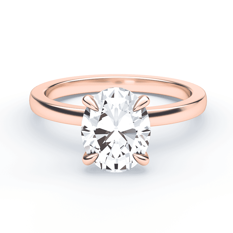 Rose Gold Hidden Halo Oval Engagement Ring | Plum Diamonds