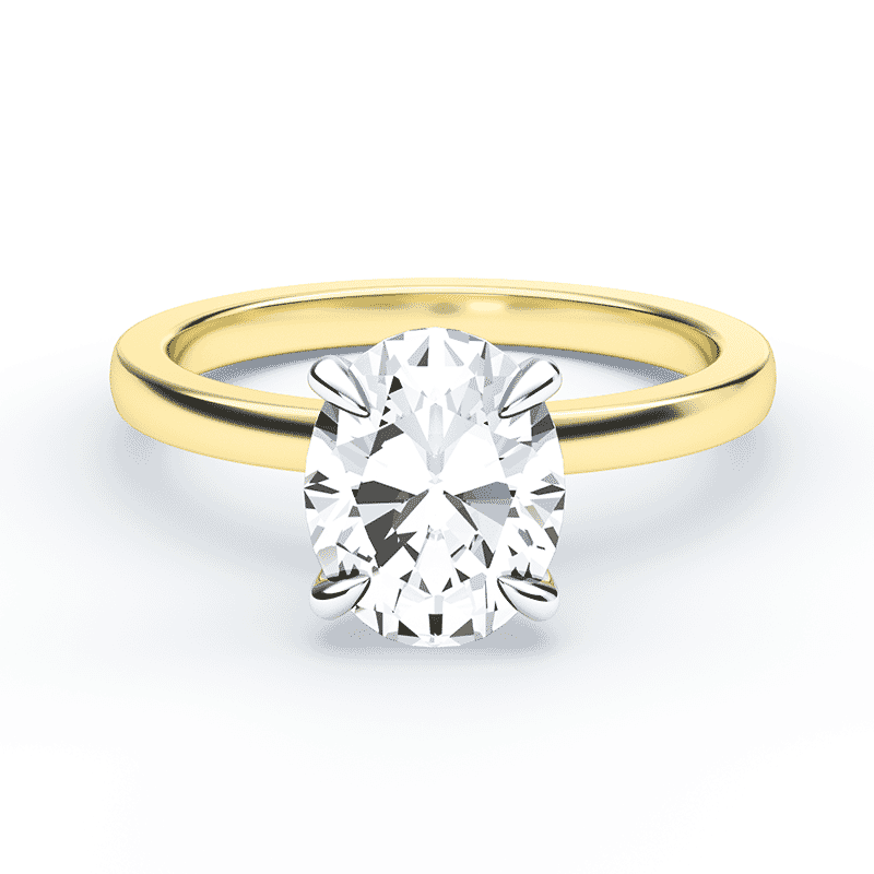2-Tone Yellow Gold Hidden Halo Oval Engagement Ring | Plum
