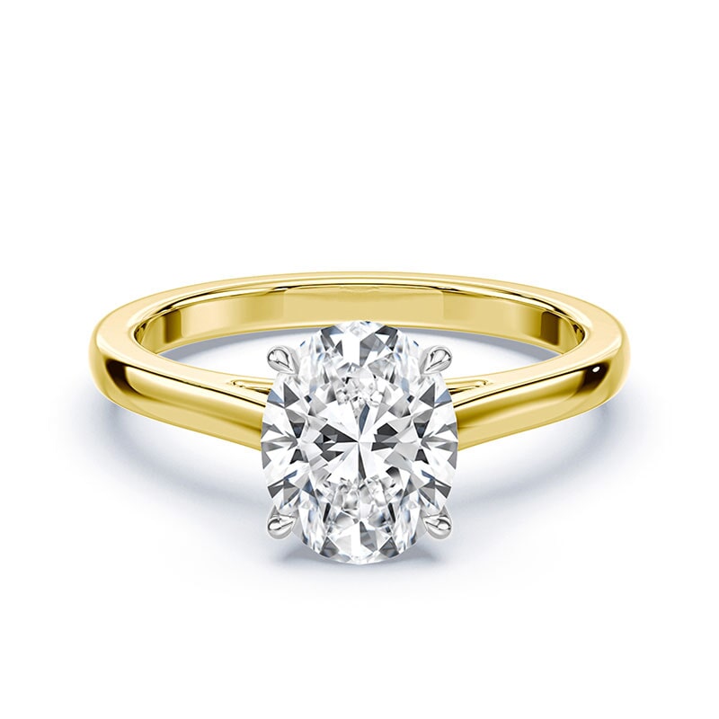 Oval Cut Cathedral 2 Tone Yellow Engagement Ring – Plum