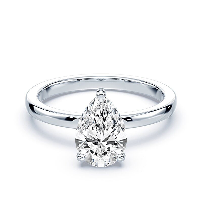 Pear Shaped White Gold Prong Engagement Ring | Plum Diamonds