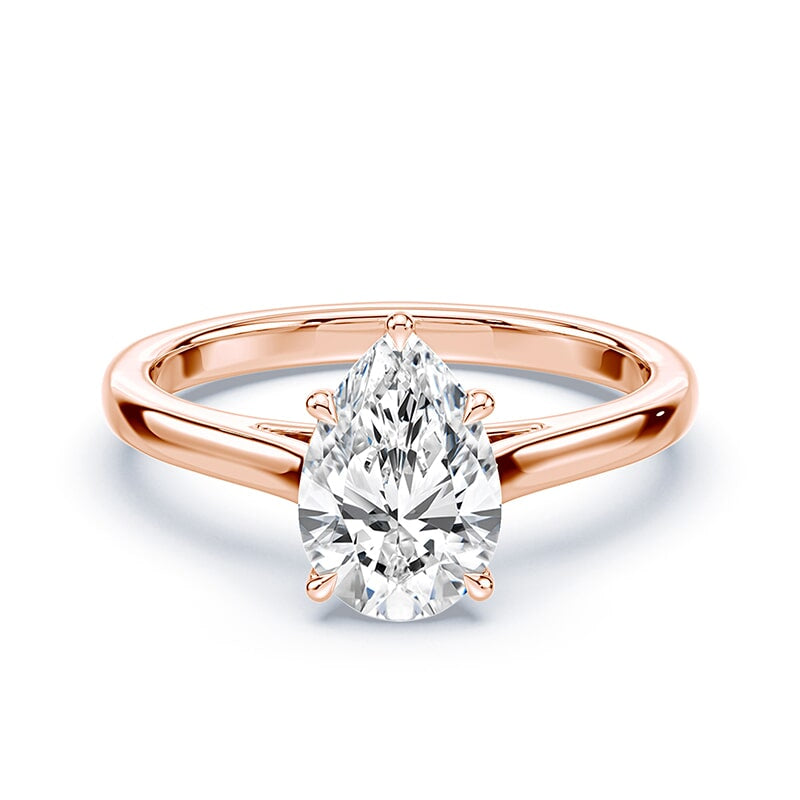 Pear Cut Cathedral Rose Gold Engagement Ring | Plum Diamonds