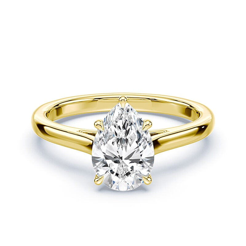 Pear Cut Cathedral Yellow Gold Engagement Ring | Plum Diamonds