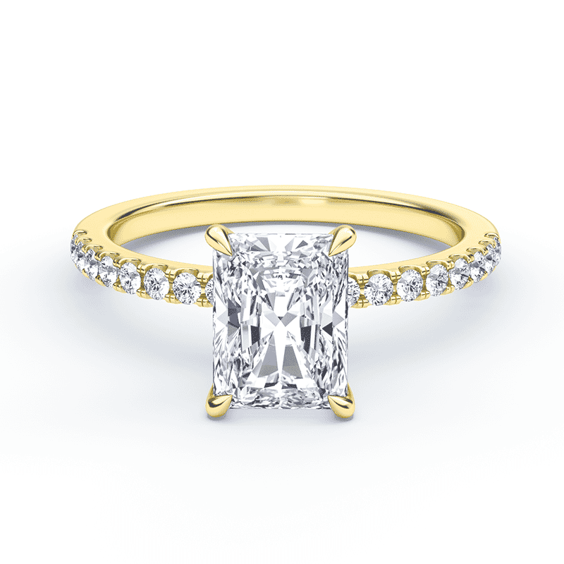 Low Profile Pave Yellow Gold Radiant Cut Diamond Ring | Plum
