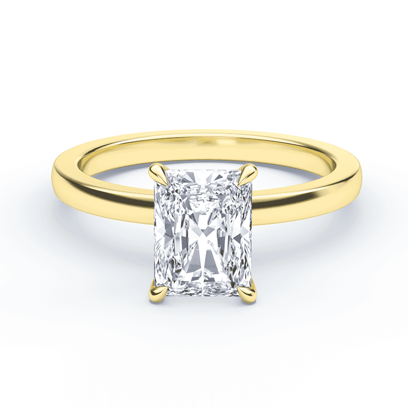 Yellow Gold Hidden Halo Radiant Engagement Ring – Plum