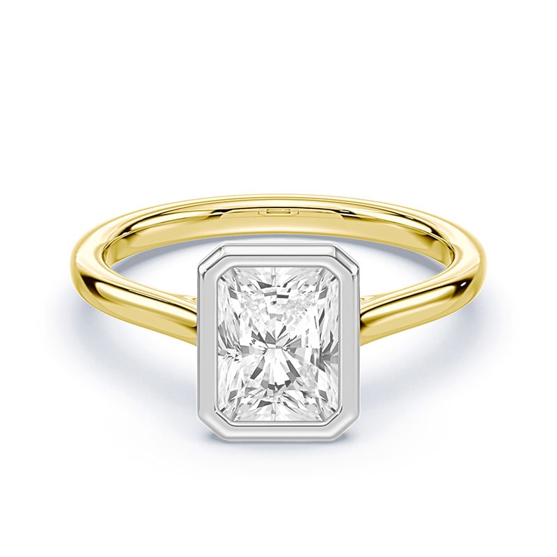Cathedral Radiant Cut 2 Tone Yellow Diamond Ring | Plum Diamonds
