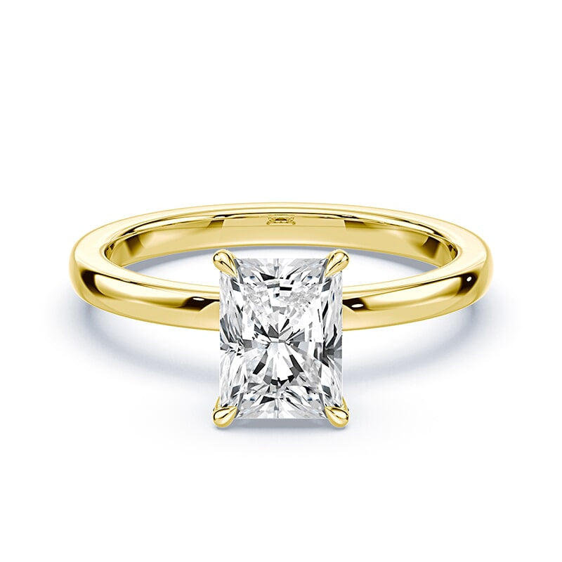 Radiant Cut Yellow Gold Prong Diamond Ring | Plum Diamonds