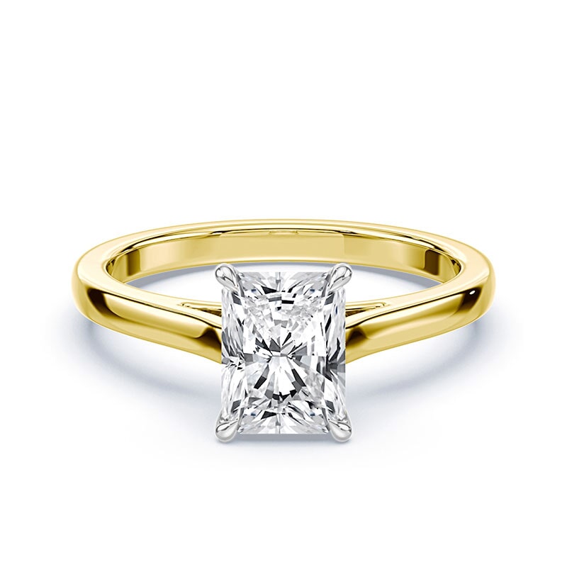 Radiant Cut Cathedral 2 Tone Yellow Diamond Ring – Plum