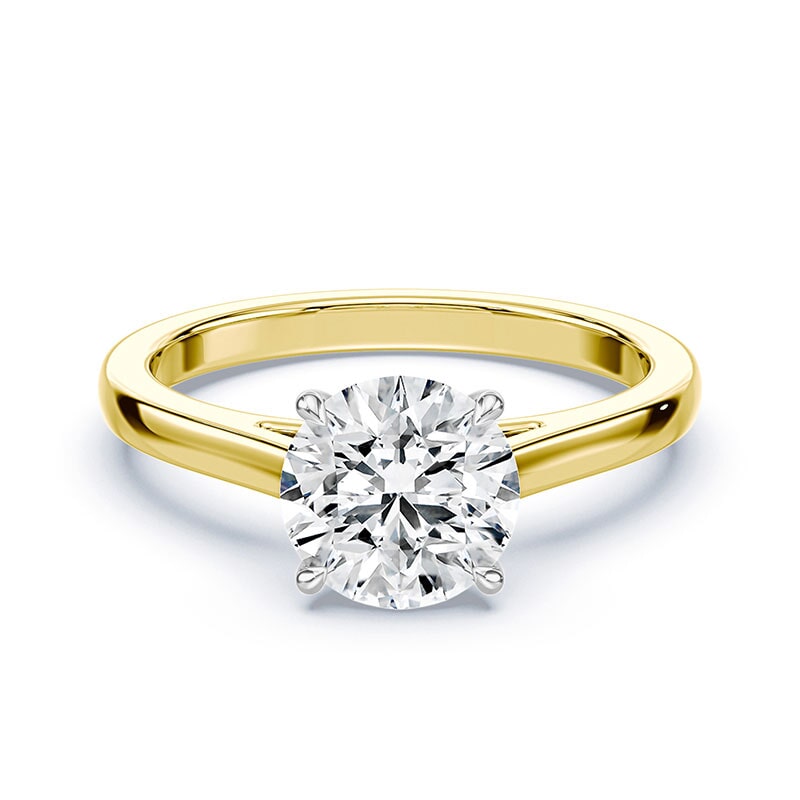 Round Skinny Cathedral 2-Tone Yellow Diamond Ring | Plum
